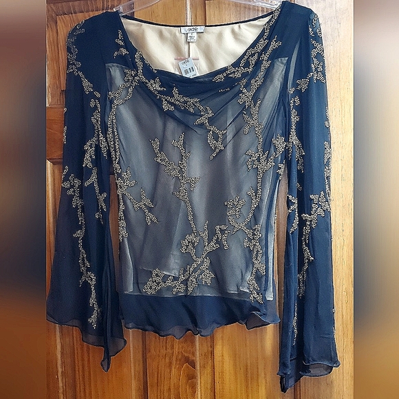 Cache | Tops | Nwt Vintage Gorgeous Silk Cach Beaded Blouse Size 8 ...